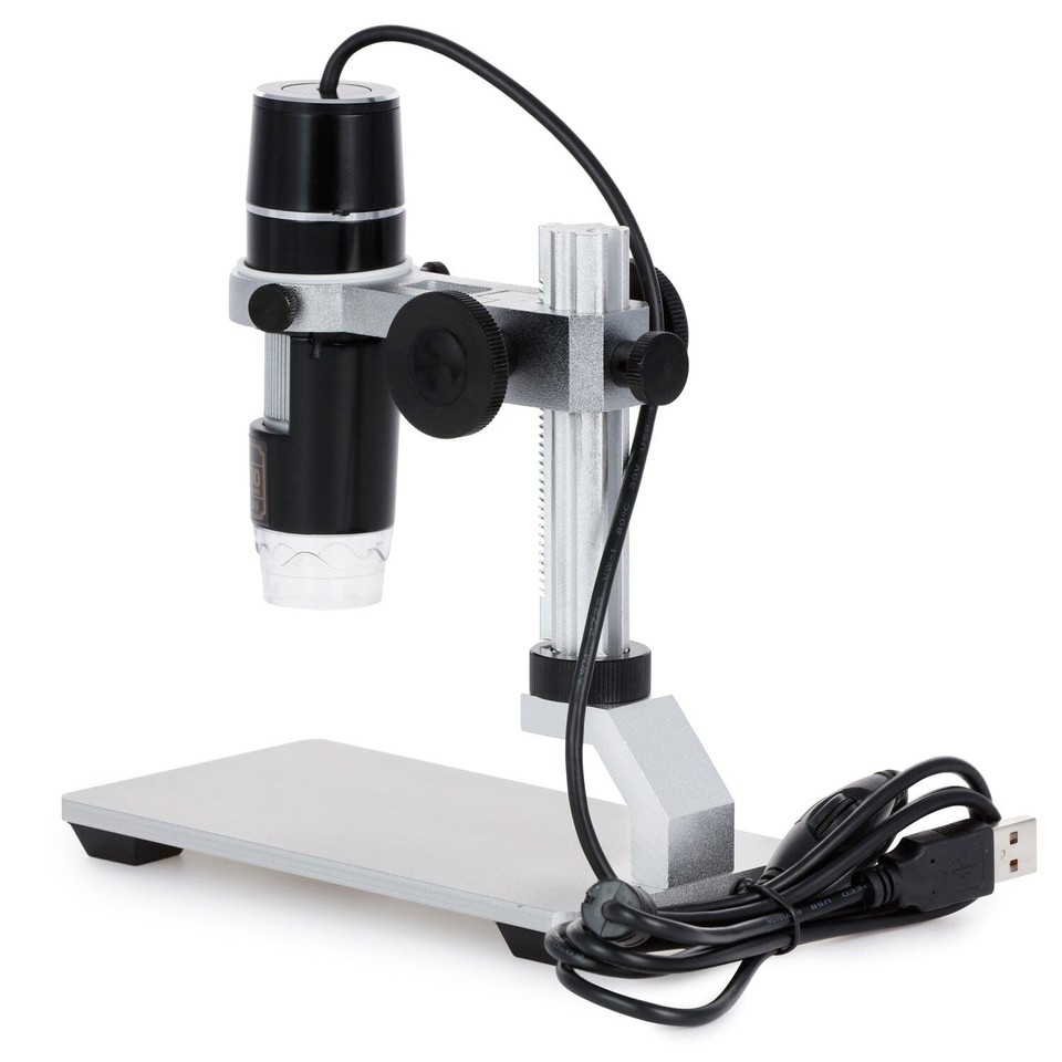 Amscope 5X-500X 2MP 8-LED 3D Zoom Digital USB Microscope with Metal ...