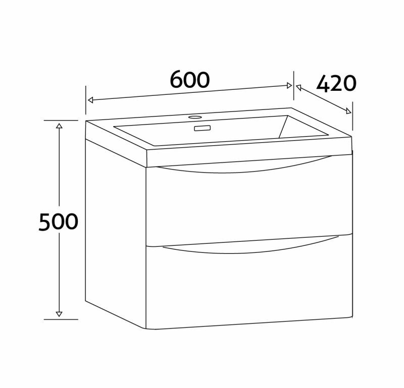 Light Wood Wall Hung Two Drawer Eaton 600mm Bathroom Vanity Unit ...
