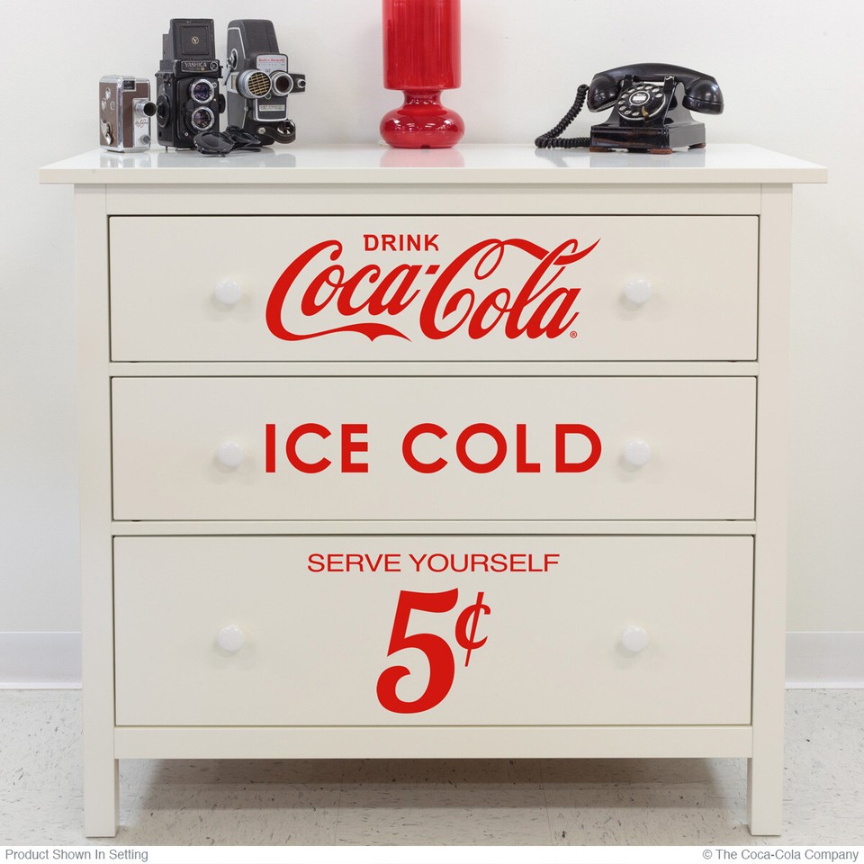 Drink Coca-Cola Ice Cold 5 Cents Cut Out Vinyl Sticker Set Officially ...