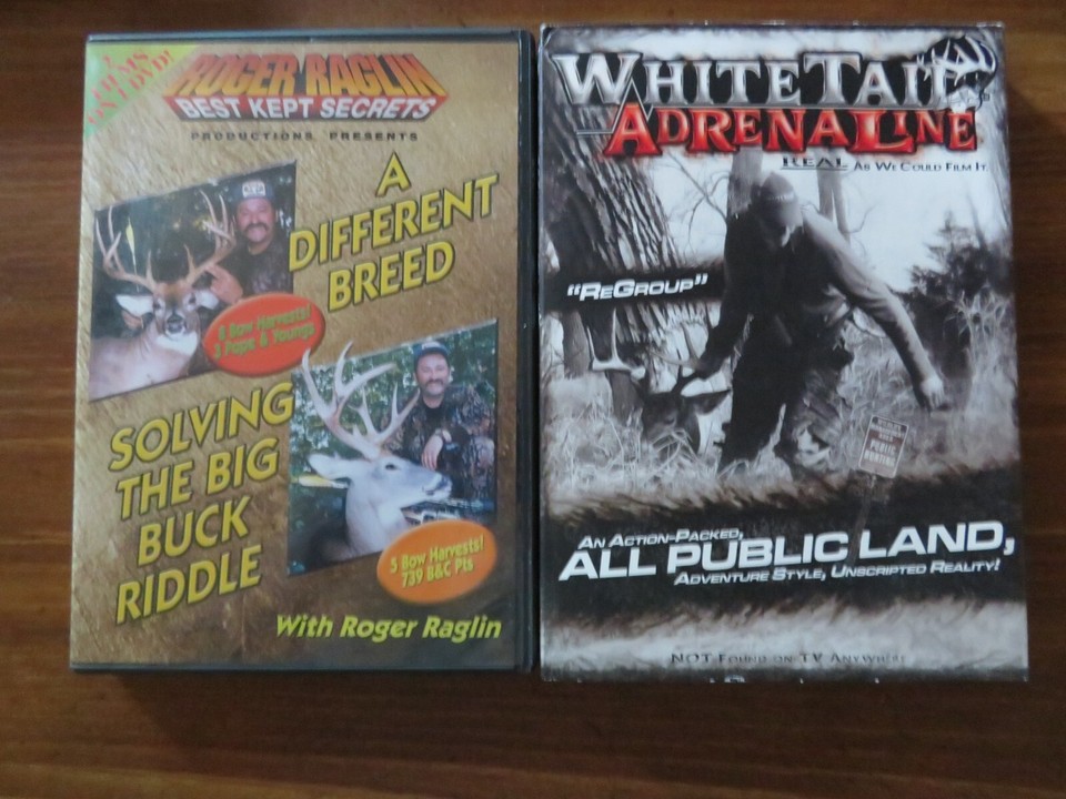 7 HUNTING DVD LOT; WHITETAIL ADRENALINE, ROGER RAGLIN. DEER, BULL ELK ...