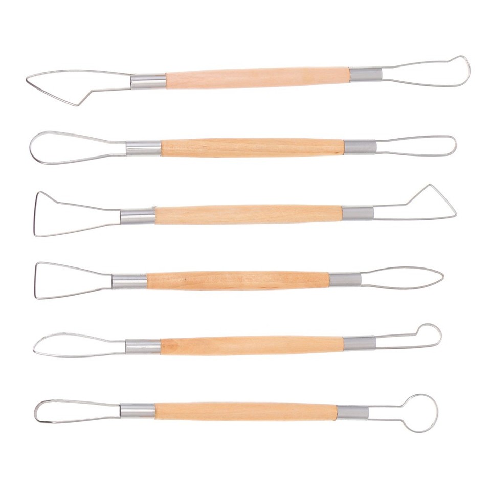6 Pcs Wooden Handle Double Ended Polymer Clay Modeling Tools Sculpting ...