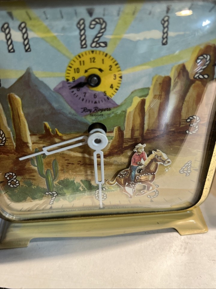VINTAGE Boxed 1951 INGRAHAM ROY ROGERS 100% Working CLOCK MINT IN BOX ...