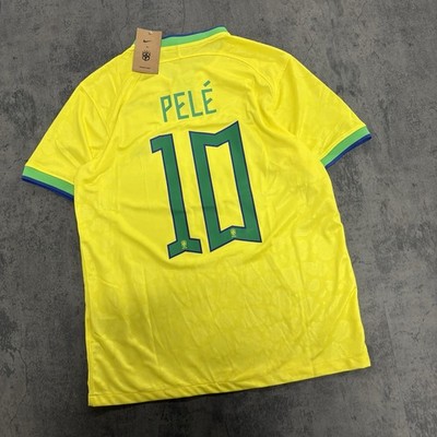 Nike Pele 2014 CBF Brazil Soccer Yellow/Green #10 Jersey Dri Fit Size ...