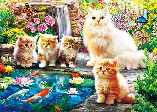 500-318 Kitten and Flower Garden by Angelo Bonito, 500-piece (53 x 38 ...
