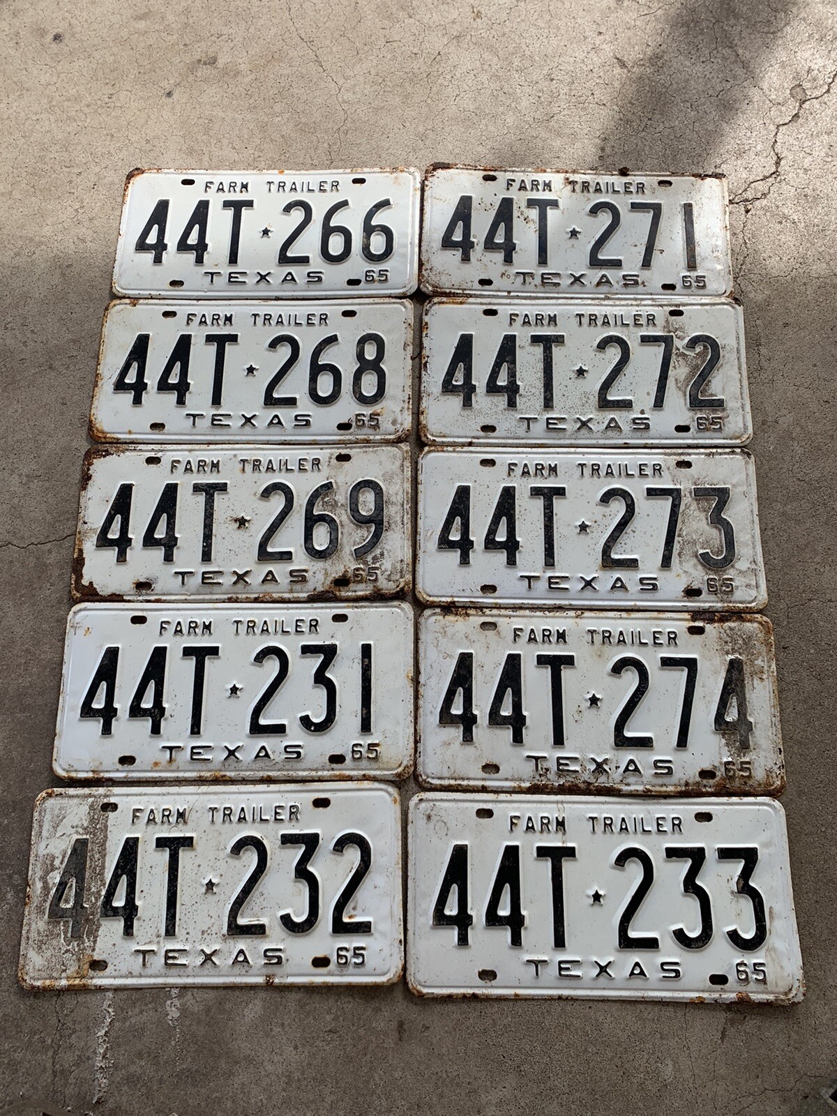 1965 Old Texas Farm Trailer license plates Lot Of 10 Plates | eBay