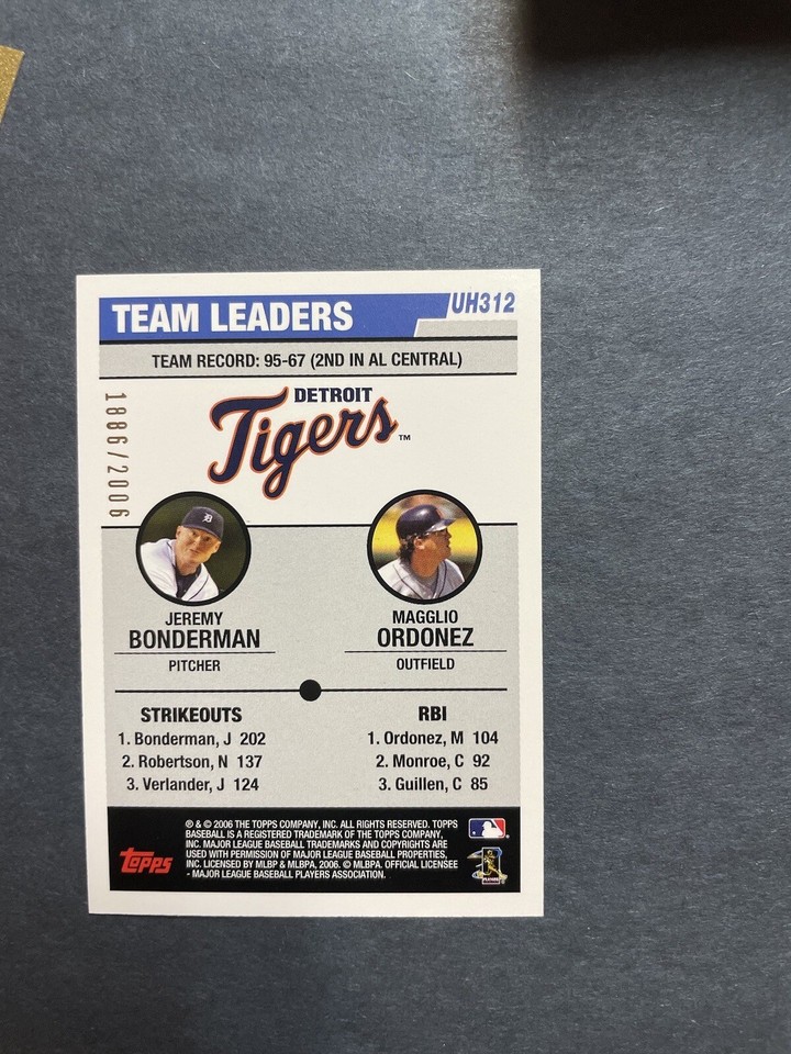 2006 Topps Update # UH312 BONDERMAN & MAGGLIO ORDONEZ Detroit Tigers ...