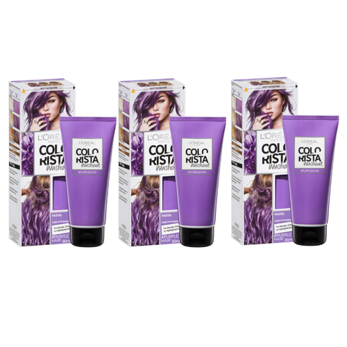 3x LOreal Paris Colorista Semi-Permanent Hair Colour Washout - Purple ...