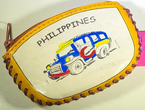 COLORFUL PHILIPPINE SOUVENIR HAND MADE & PAINTED ZIPPERED COIN PURSE ...