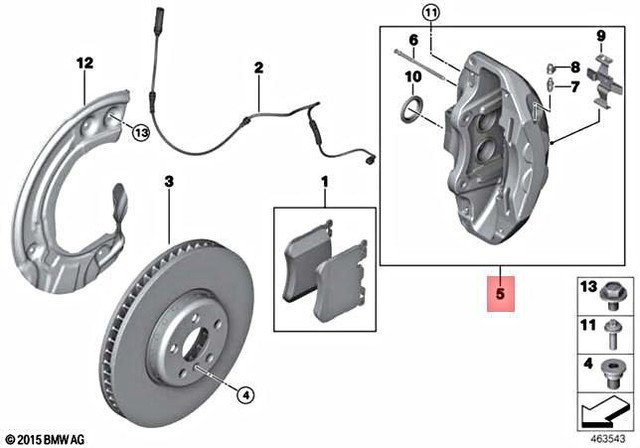 Genuine OEM Front Driver Left Disc Brake Caliper For BMW 34116897349 ...