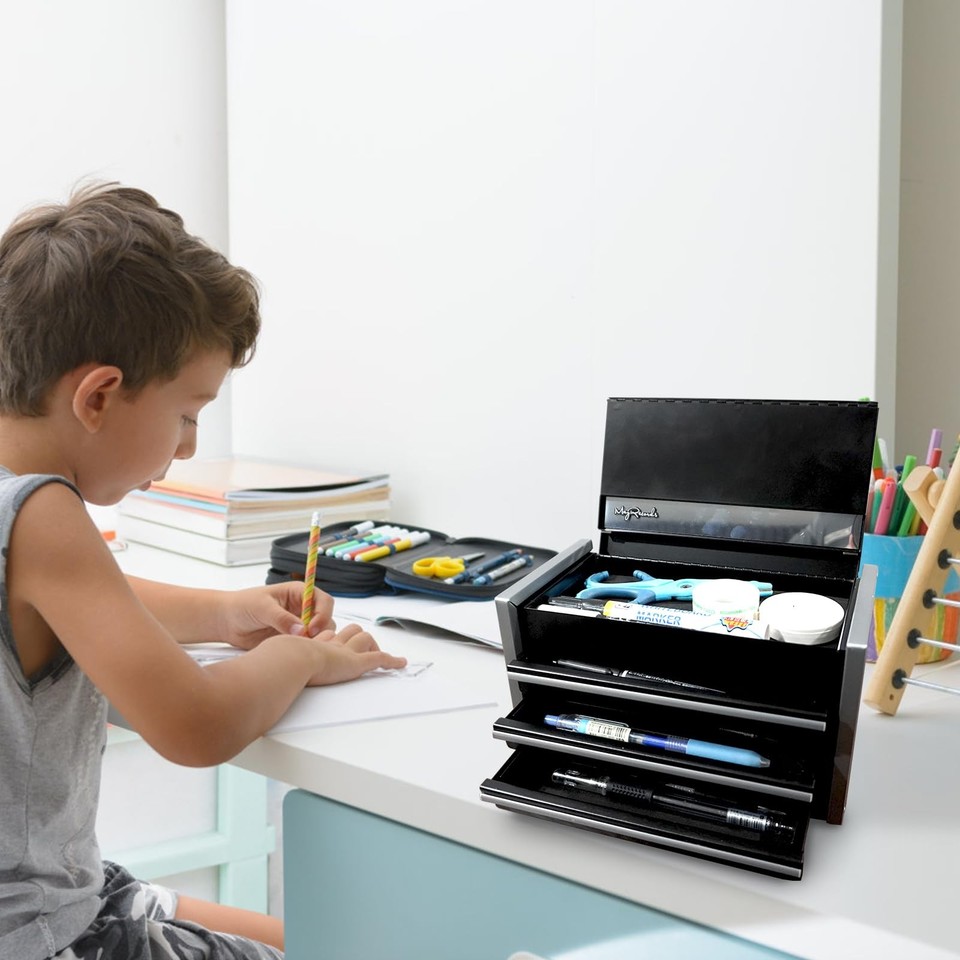 Mini Metal Tool Box, Portable 3 Drawer Steel Stackable Tool Box Small ...