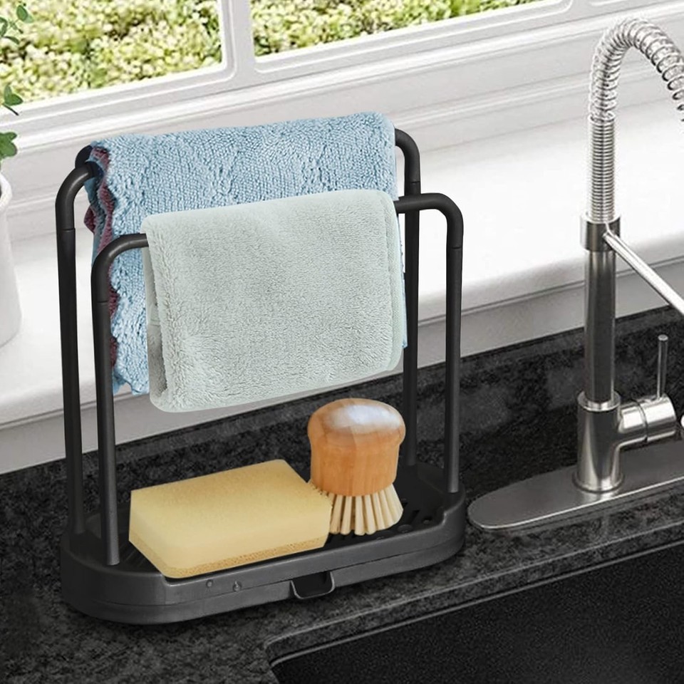 Kitchen Sink Rack Tray Organizer Stand for Sponge, Dish Cloth, Rag ...