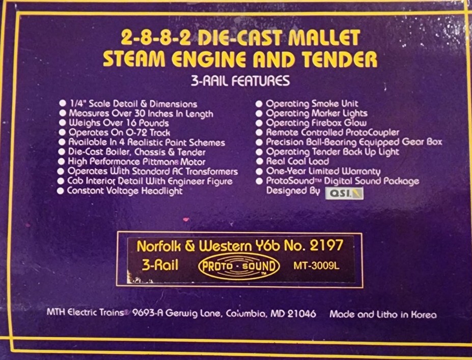 MTH O Scale 2-8-8-2 MALLET Steam Engine Norfolk & Western #2197 | eBay