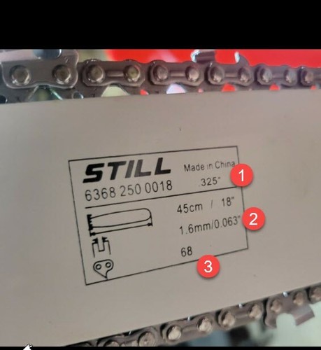 18" BAR & CHAIN COMBO FITS STIHL 025 MS250 MS251 .325 .063 68 DL A074 ...