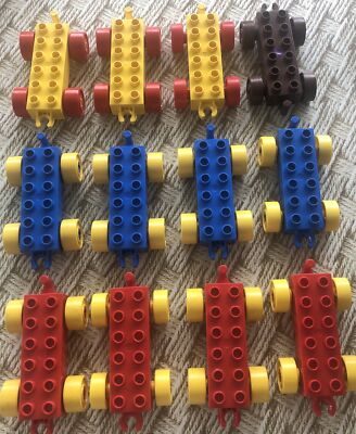 Lego Duplo Vintage Lot 12 Train Base Car Chassis Parts Pieces Blue Red ...