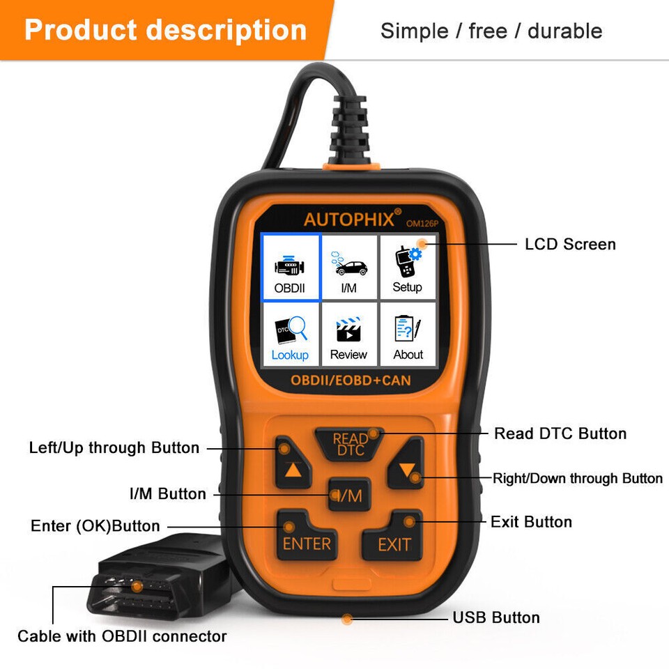 AUTOPHIX OM126P Automotive Check Engine OBD2 Scanner Code Reader ...