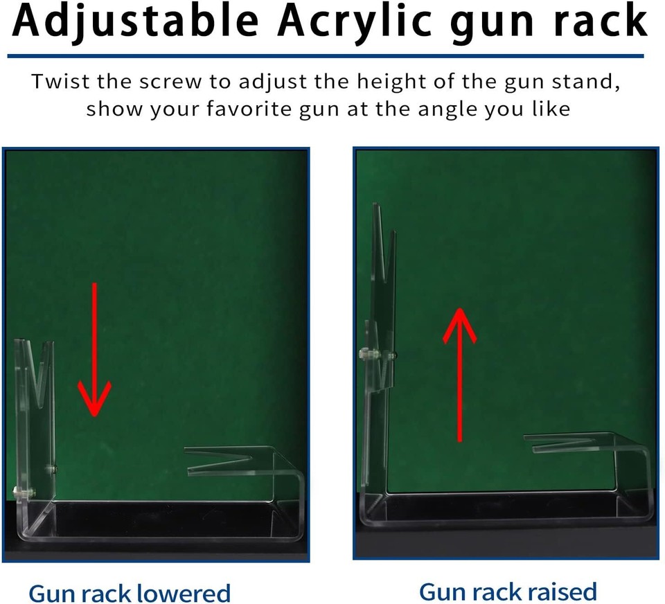 Gun Display Case Green Felt Wood Handgun Pistol Revolver 98% UV Lock ...