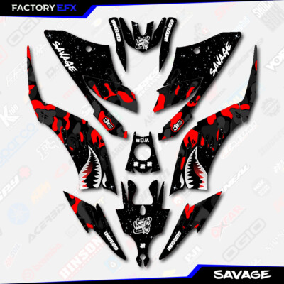 Black & Red Savage Camo Racing Graphics kit fits Yamaha Raptor 125 250 ...