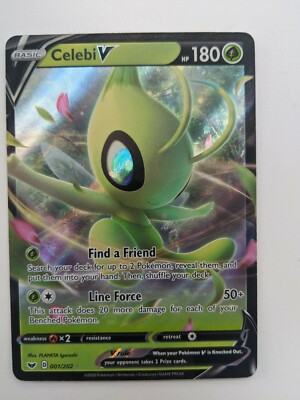 RARE Celebi V Pokemon Card HOLO 001/202, FREE SHIPPING 👌 NM new card in ...