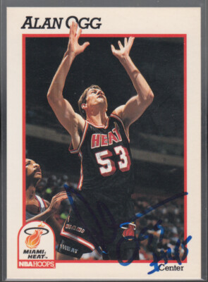 ALAN OGG 1991-92 NBA Hoops #388 Miami Heat Signed Autographed Rookie RC ...