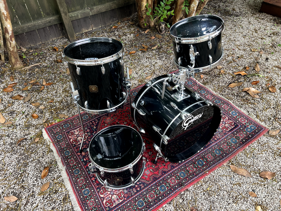 Vintage Gretsch Square Badge Drum Set 18/12/13/14x14 Bop Black Nitron ...