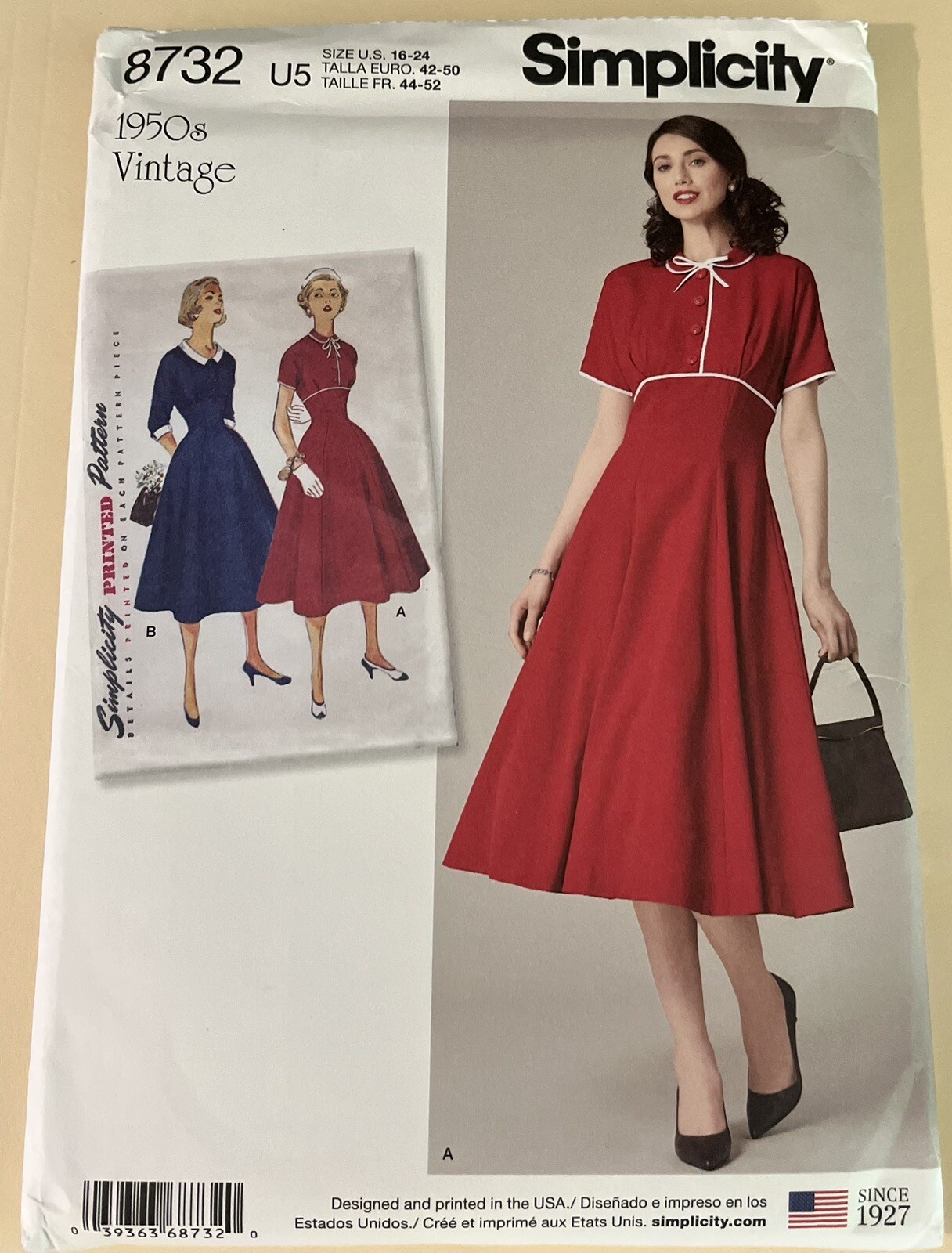Simplicity Sewing Pattern 8732 50's Vintage Reproduction Misses Dress ...