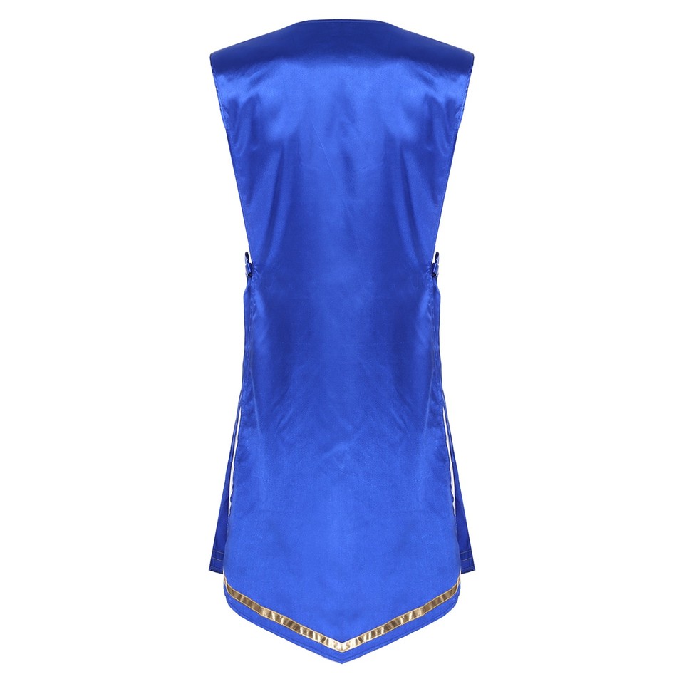 Mens Tunic Satiny Tank Top Stage Tops Trim Robe Loose Worship Lace-up ...