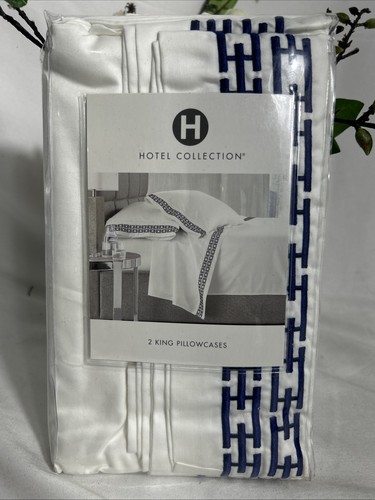 Hotel Collection Chain Link embroidery (2) King Cases White/Navy | eBay