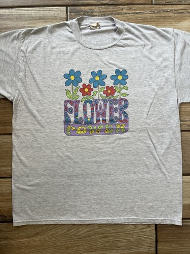 Vintage 1990s Flower power Hippy T Shirt Jerzees Tag XL | eBay