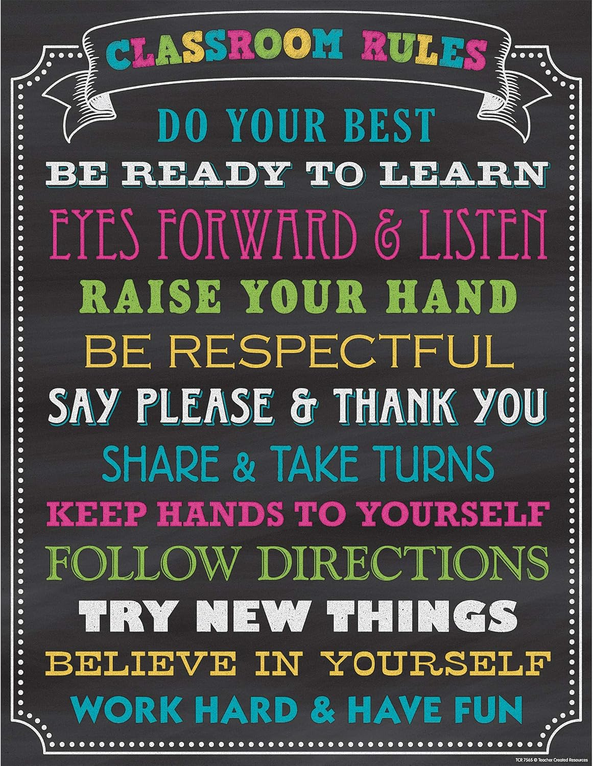 Chalkboard Brights Classroom Rules Chart (7565) | eBay