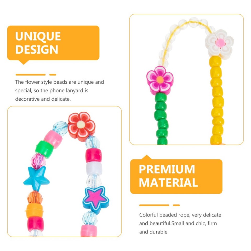 2 Pcs Decorative Phone Ropes Anti-theft Lanyard Beaded Charms Strap ...