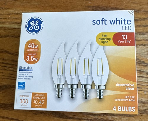 GE LED 4-Pack 40w/3.5w Soft White Decorative CAC Dimmable Bulb 32211 ...