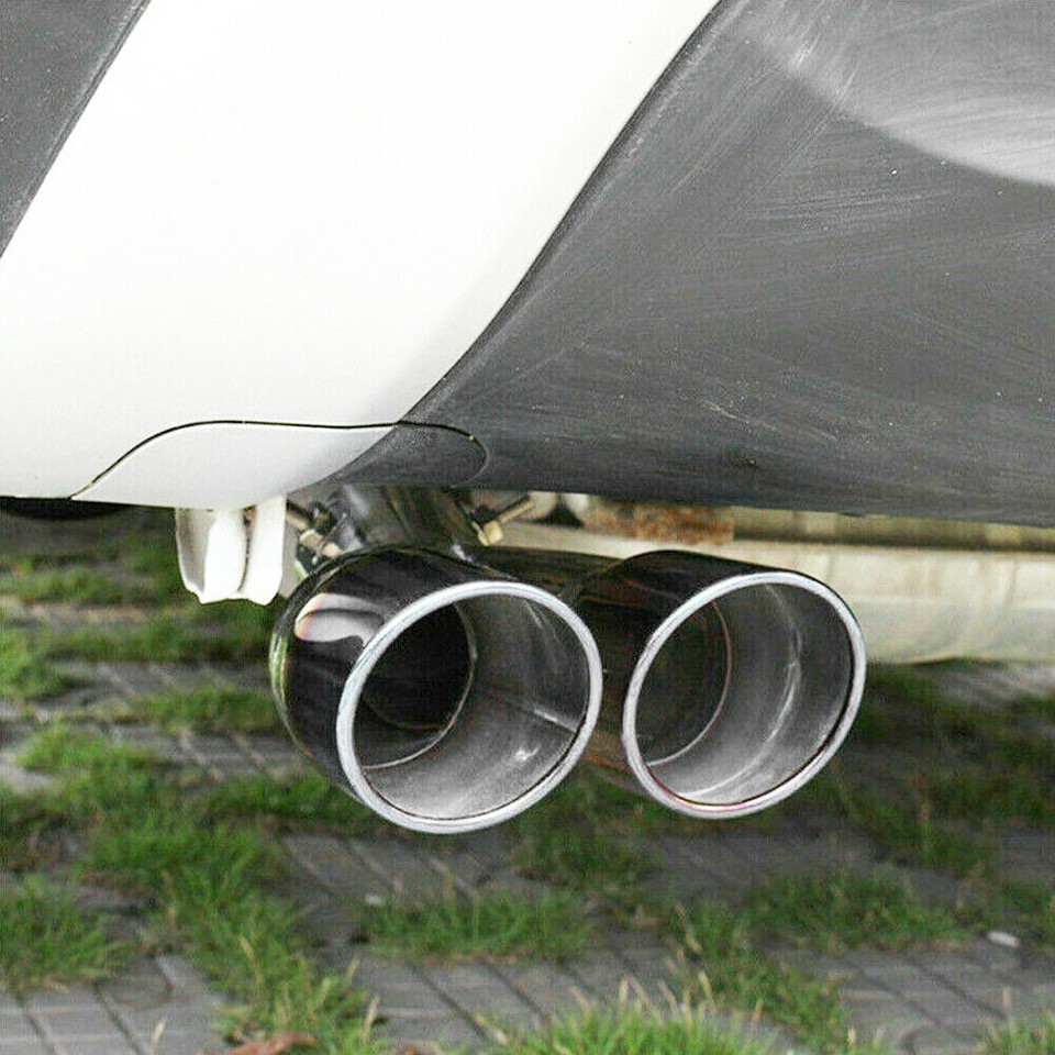 2.5" UNIVERSAL SPORT DUAL TWIN EXHAUST PIPES MUFFLER TRIM PIPE TAIL TIP ...