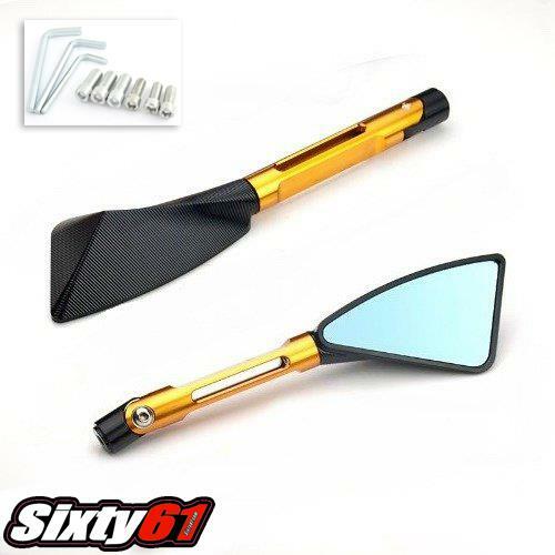 Triangle Black Gold Mirrors Yamaha YZF R1 2009-2013 2014 2015 ...
