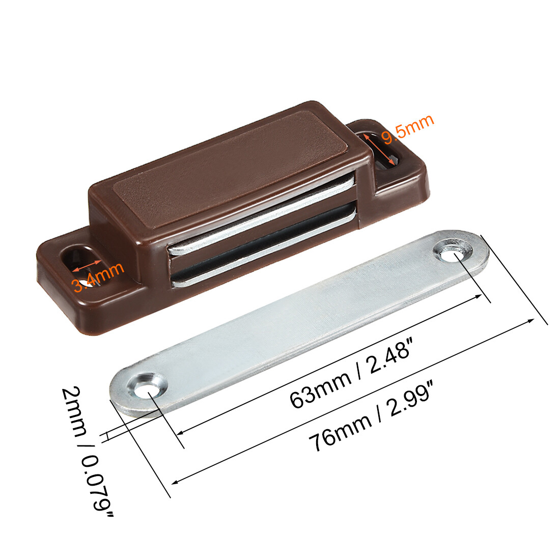 Door Cabinet Magnetic Catch, Magnet Latch Closure ABS Brown 73mm Length ...