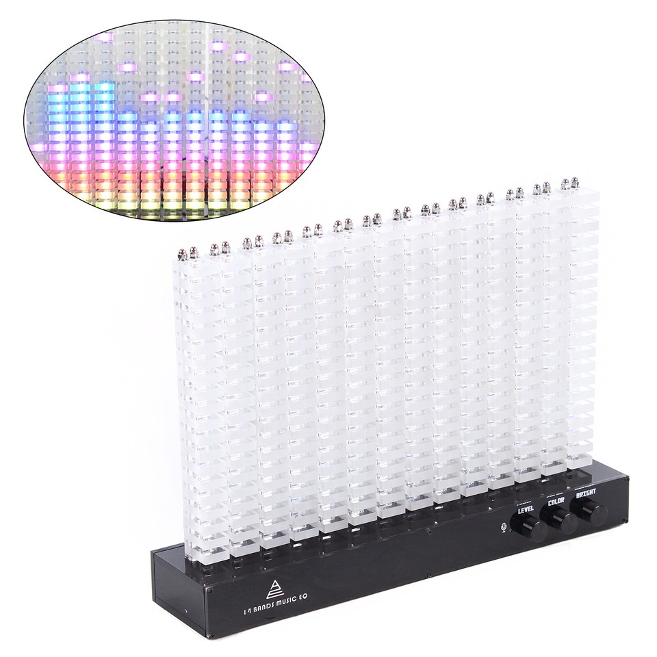 LED Music Spectrum Display Analyzer Stereo Audio Level Indicator 14 ...