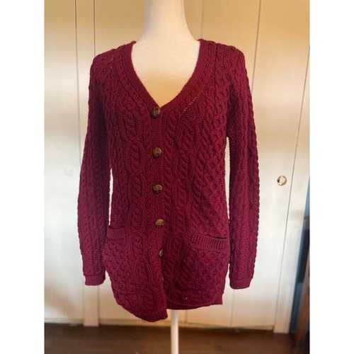 Inis Crafts Irish 100% Merino Wool Long Cardigan Women's Size Medium ...