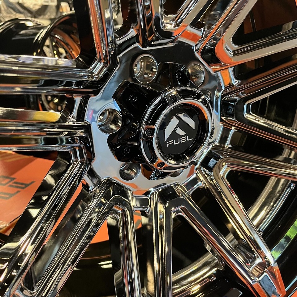 4 New Fuel FC401 Brawl 22" Chrome Gloss Black 22x10 8x6.5 Wheels Rims ...