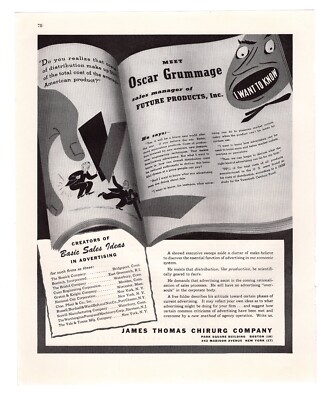 vintage 1943 large size mag print ad WW2 era MEET Oscar Grummage great ...