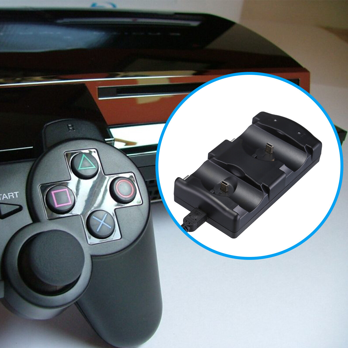 For Playstation 3 PS3/MOVE Dual Controller Charger Charging Dock ...