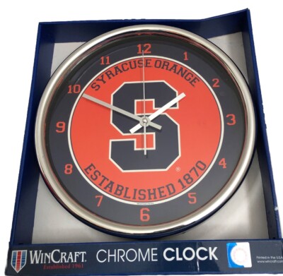 Syracuse Orange Battery Powered WinCraft Chrome Wall Clock | eBay