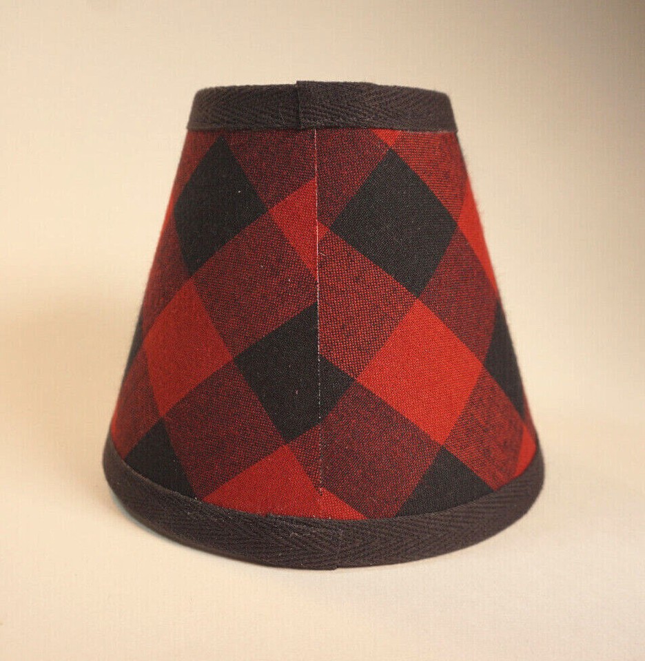 Country Black Red Buffalo Check Fabric Chandelier Candle Lampshade Lamp ...