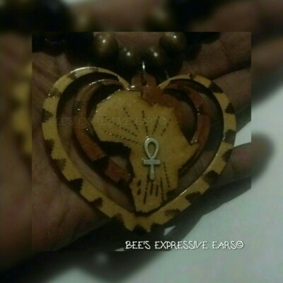 🚦AFRICA in my 💓 heart/ankh STATEMENT PENDANT & Beads by- Bee's ...