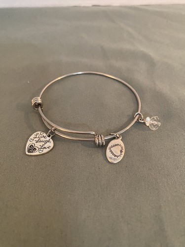Footnotes Charm Bracelet Live Love Laugh Heart Bangle | eBay