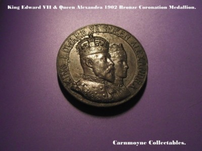Super King Edward V11 & Queen Alexandra Coronation Bronze Medallion ...