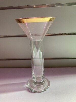 Vintage Gass Gold Rim Vase, 21cm | eBay