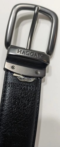 Mens Haggar Reversible Leather Belt Silver Tone Buckle Size L 38-40 & 1 ...