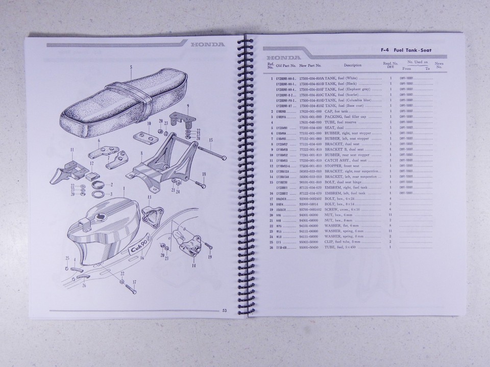 66-69 HONDA C90M CM91 90 Parts Fiche Fish Diagram Book Manual Catalog ...
