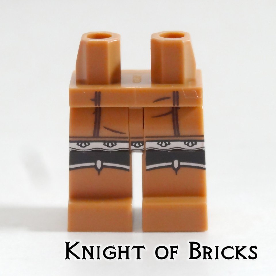 LEGO Minifigure Legs MEDIUM DARK FLESH Hips BLACK Seams WHITE Garters ...