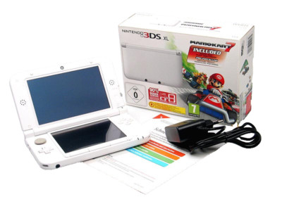 NINTENDO 3DS XL KONSOLE - MARIO KART 7 BUNDLE - (WEIß) OVP (Beschr ...