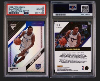 🔥PSA 10:POP 1🔥2022-23 Flux De'Aaron Fox Flow Motion SILVER Kings Spurs ...